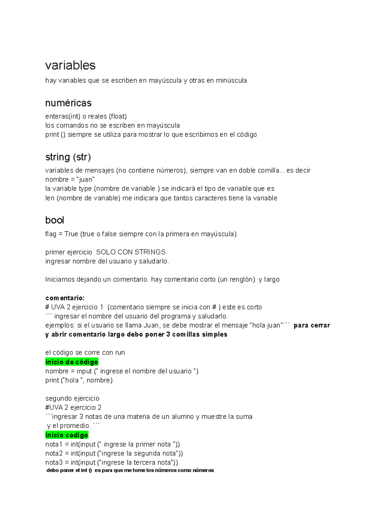 Terminologia Basica python uva 1 - variables hay variables que se ...