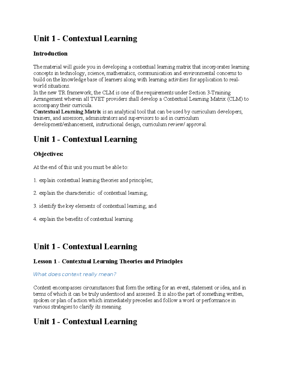 UNIT 1 Bamboo Processing - Unit 1 - Contextual Learning Introduction ...