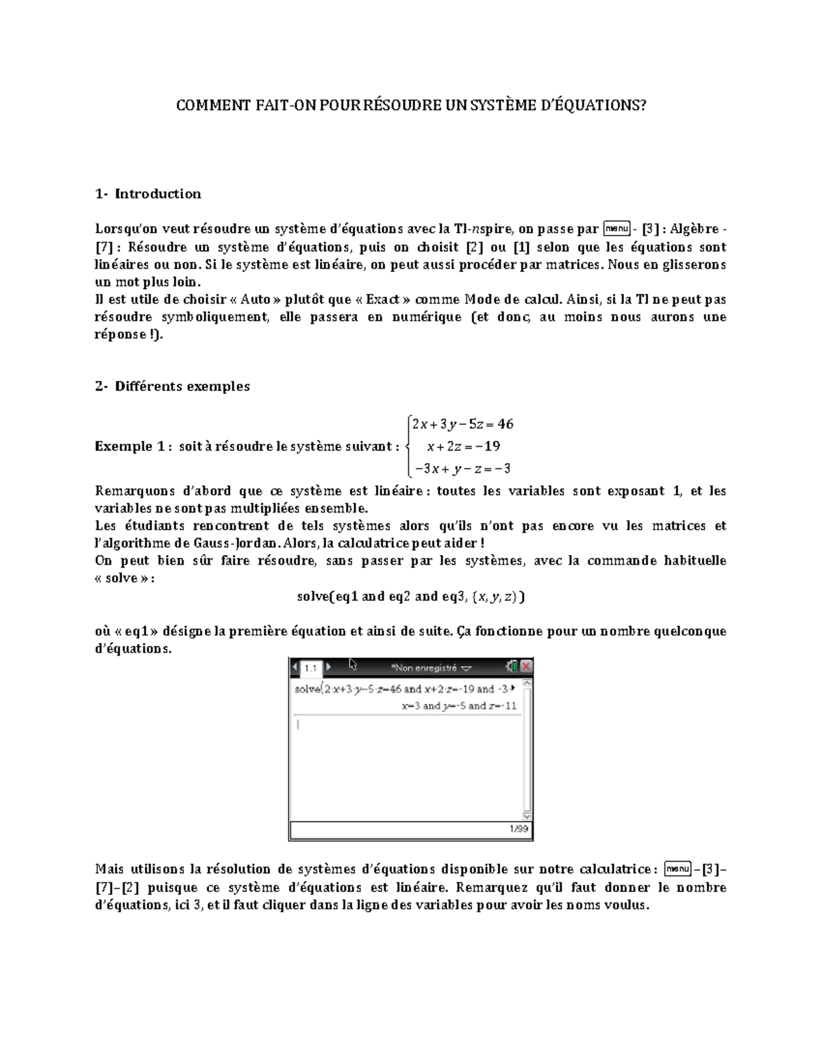 Système d'équations - cheat sheet for systems of equations - COMMENT ...