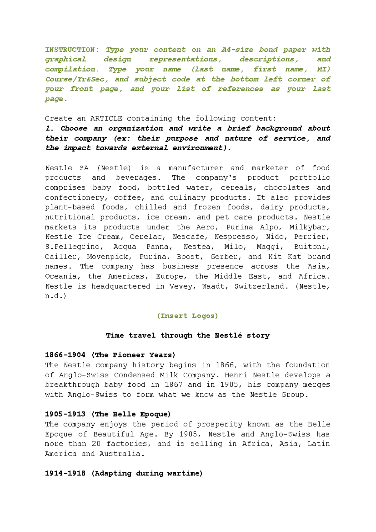 Arch Business Management - INSTRUCTION: Type your content on an A4-size ...