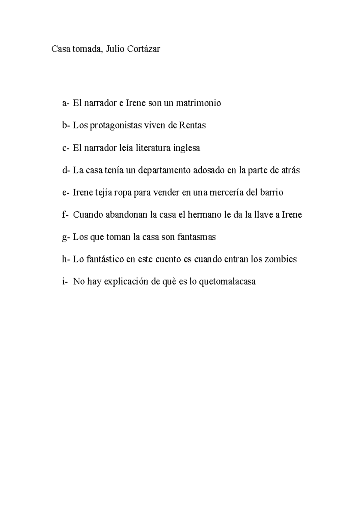 Casa tomada aula 1 - CUENTO DE CORTAZAR - Casa tomada, Julio Cortázar a ...