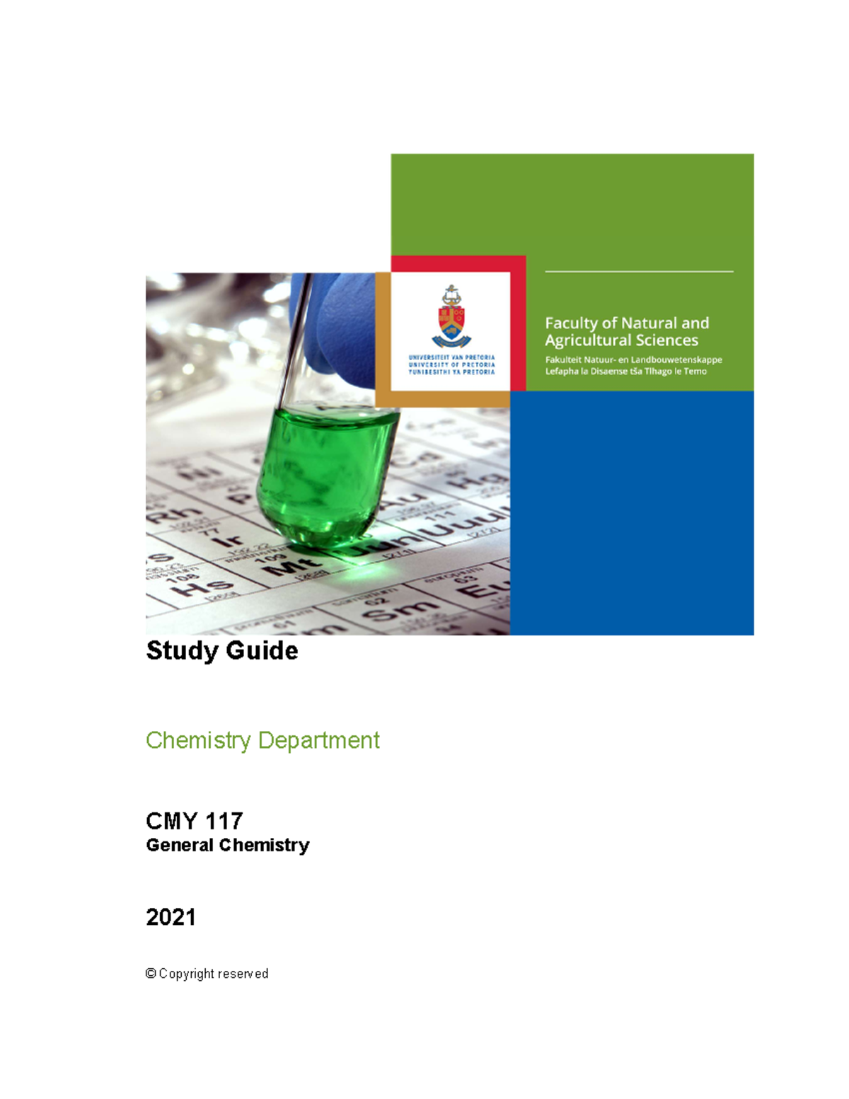 Study Guide V7 2021 - CMY 127 - UP - Studocu