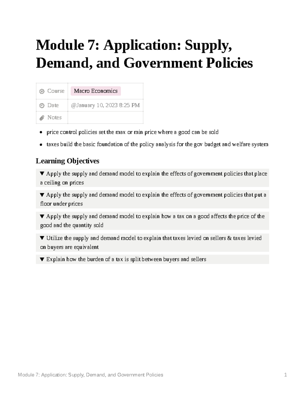 Module 7 Application Supply Demand and Government Policies - Module 7 ...