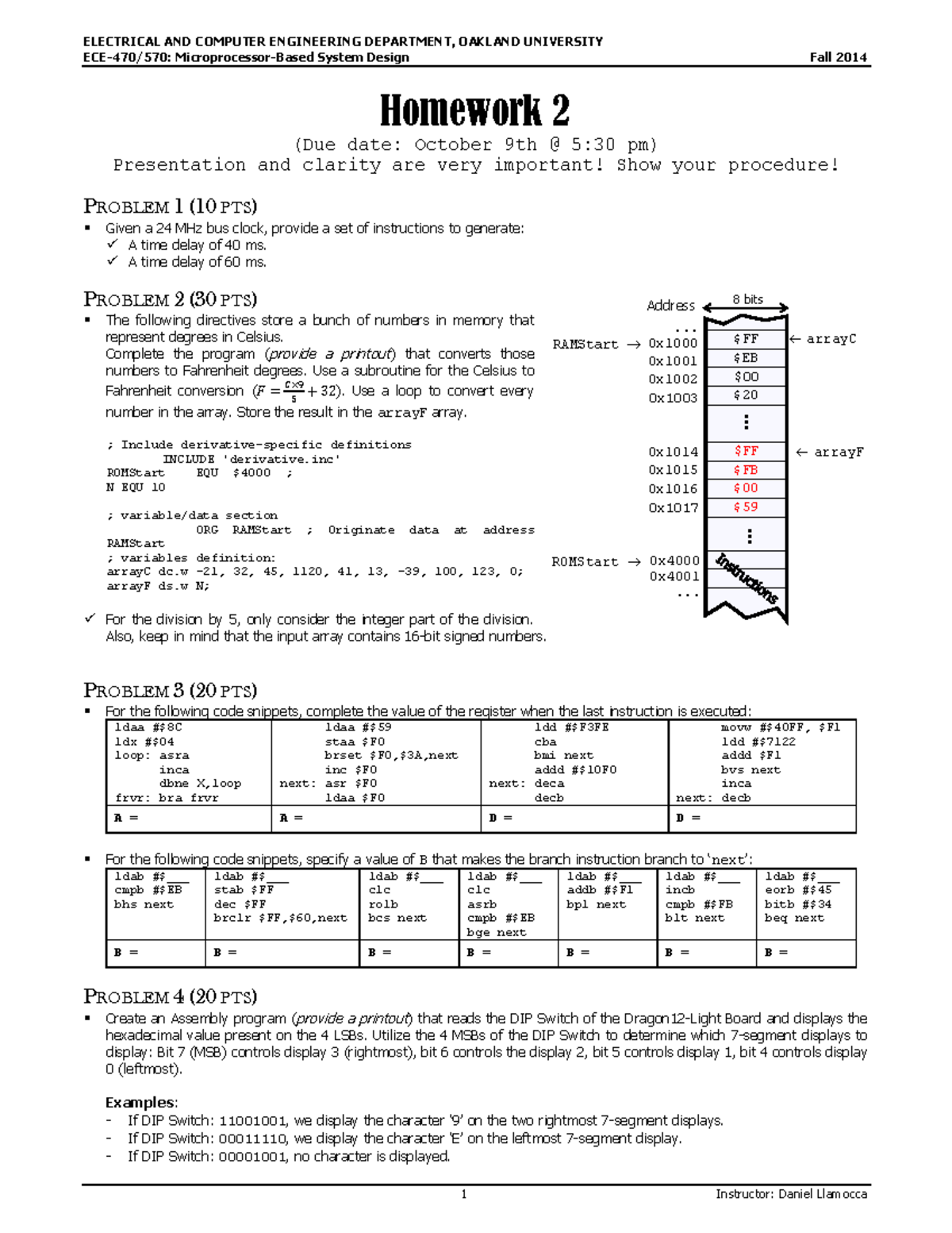 HW2, q + a - Homework assignment 2 - ECE-470/570: Microprocessor-Based ...