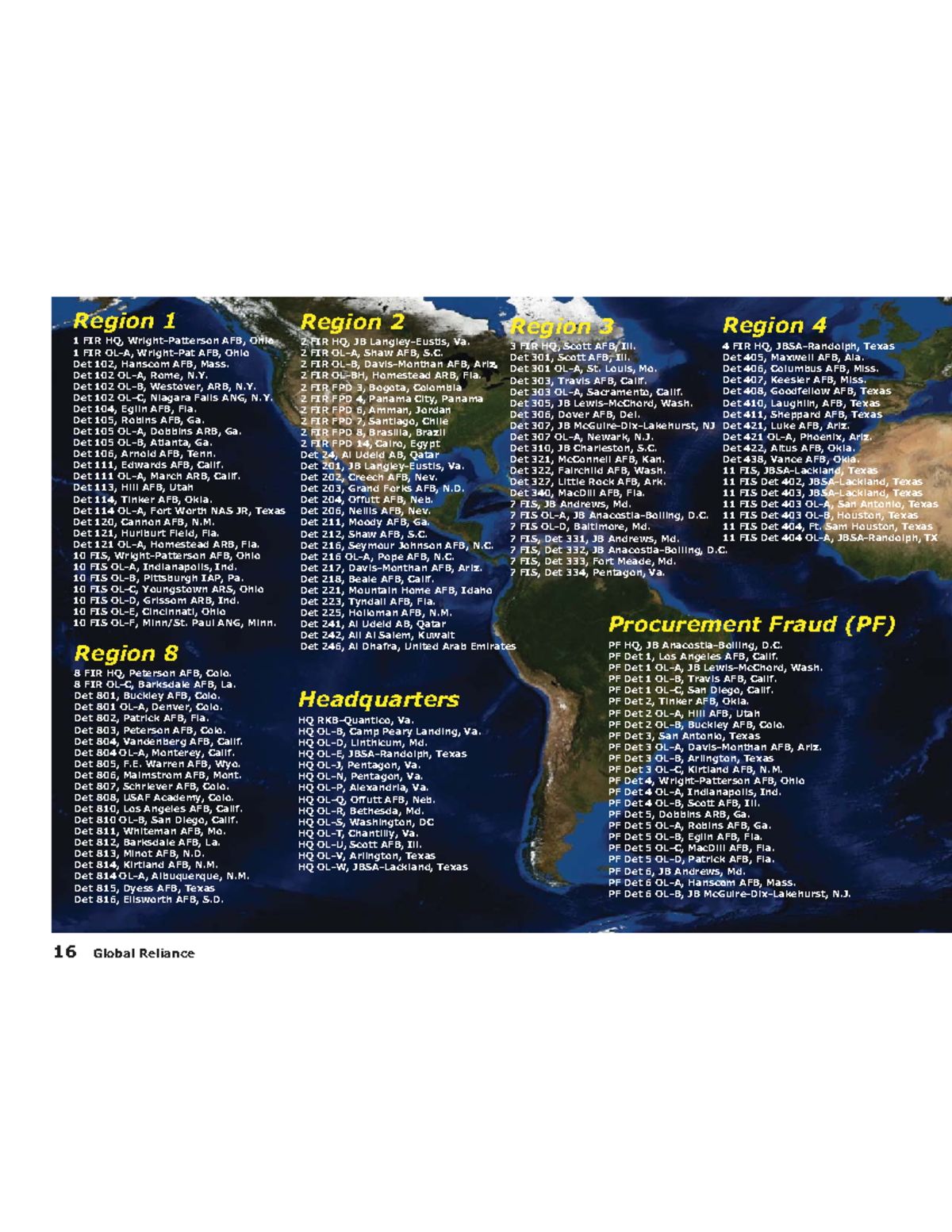 Afosi Worldwide Locations - Region 1 1 FIR HQ, Wright-Patterson AFB ...