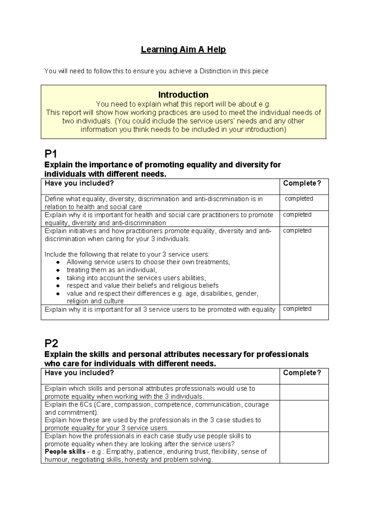 UNIT 5-Learning Aim A Help - Learning Aim A Help You will need to ...
