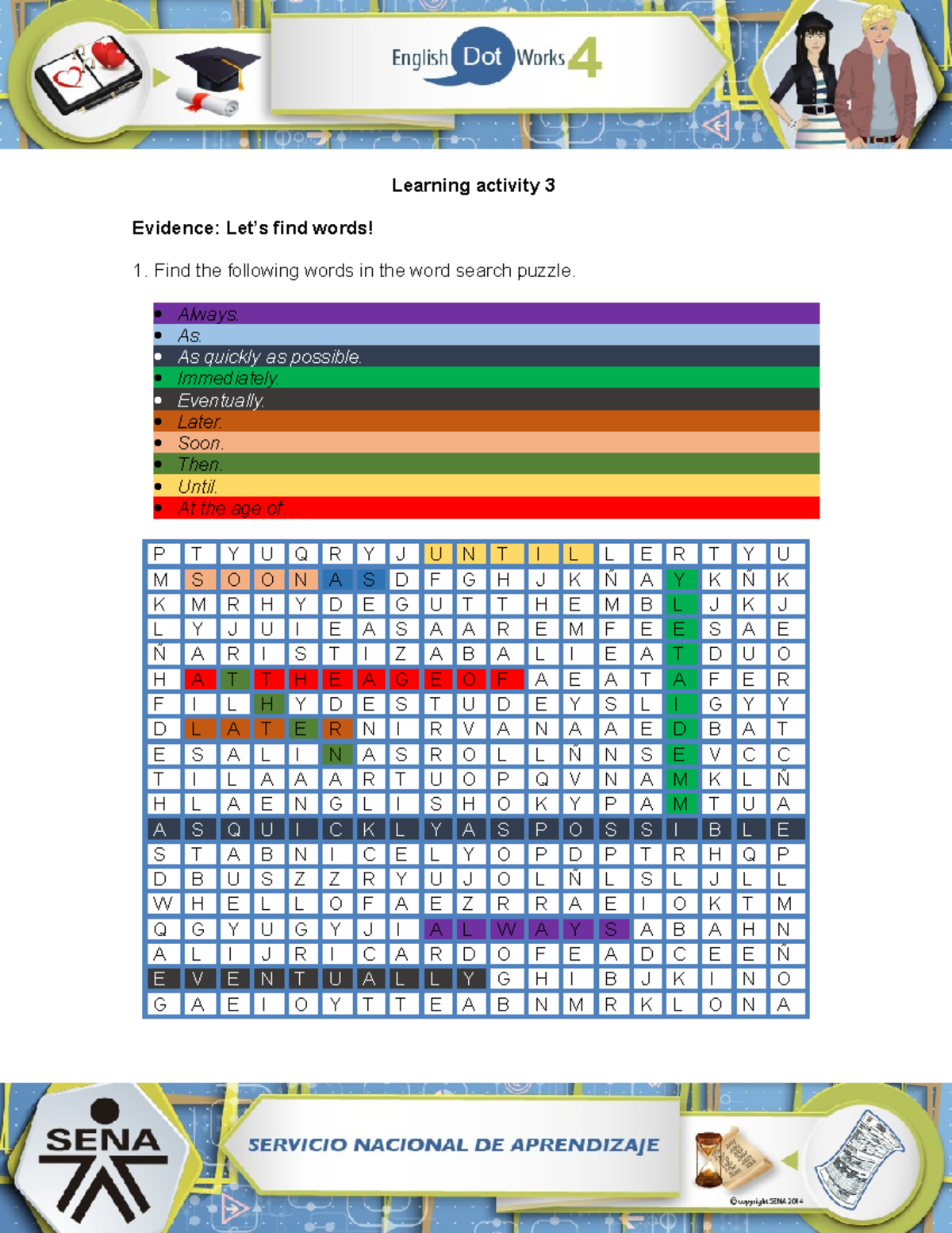Evidence Lets find words - Learning activity 3 Evidence: Let’s find ...