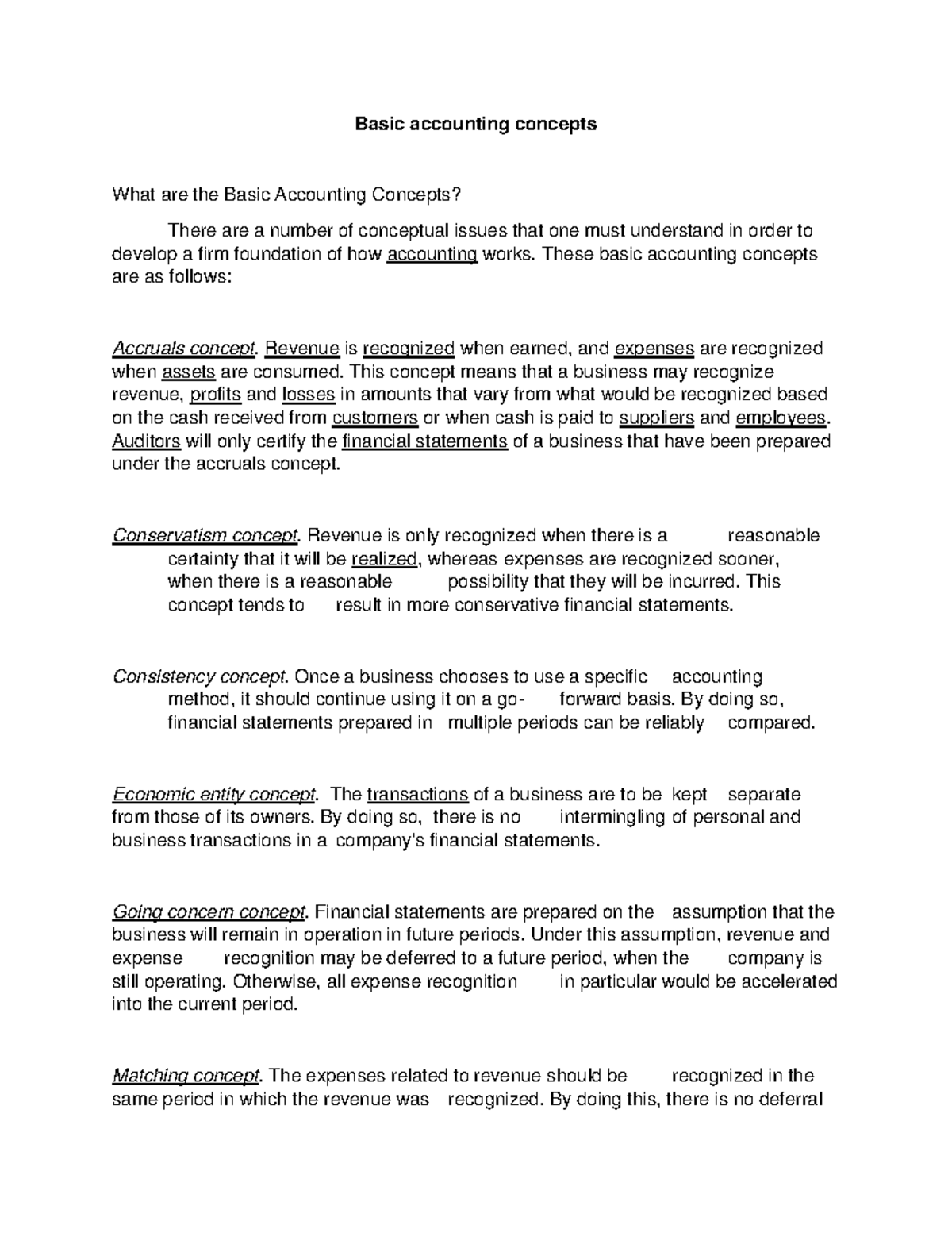 Accounting Lecture Notes 2 - Basic accounting concepts What are the ...