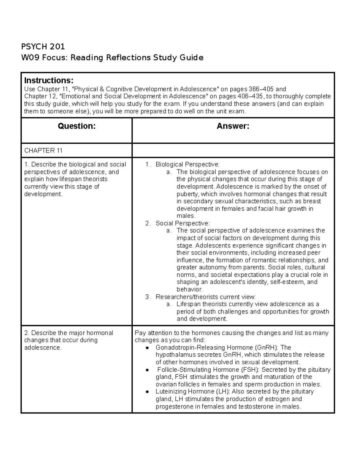 Psych 201W09Reading Reflect - PSYCH 201 W09 Focus: Reading Reflections ...