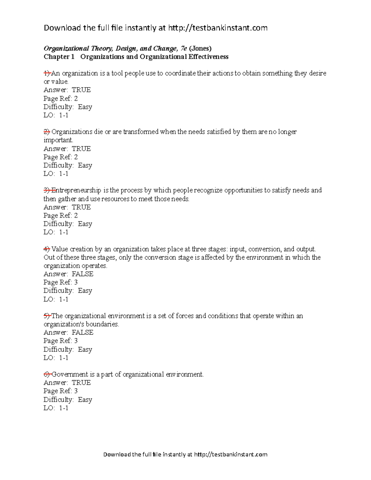 Ba2206 ch1 - organization sample questions - Organizational Theory ...