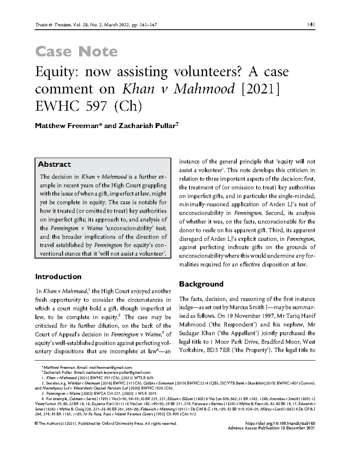 Equity now assisting volunteers? - The case is notable for how it ...