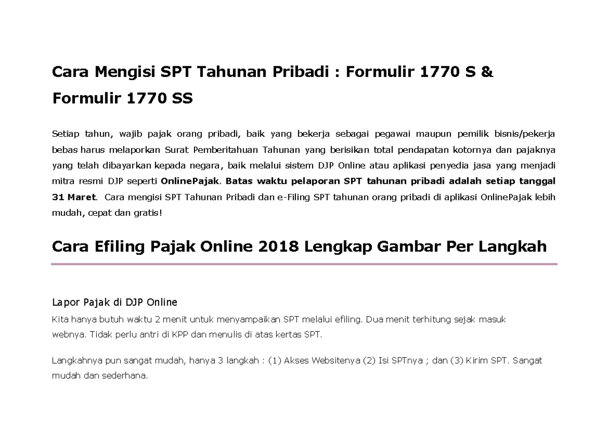 1770 SS - 1770 SS komp perpajakan - Cara Mengisi SPT Tahunan Pribadi ...