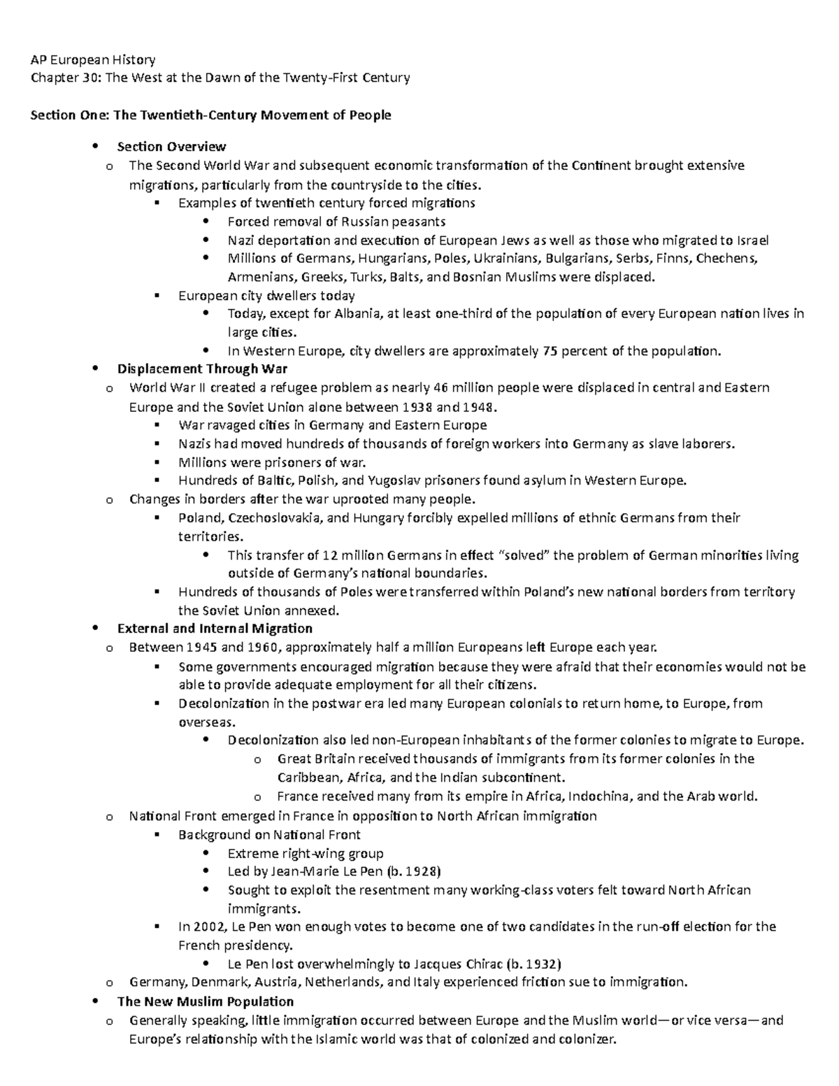 30 - post cold war europe - AP European History Chapter 30: The West at ...