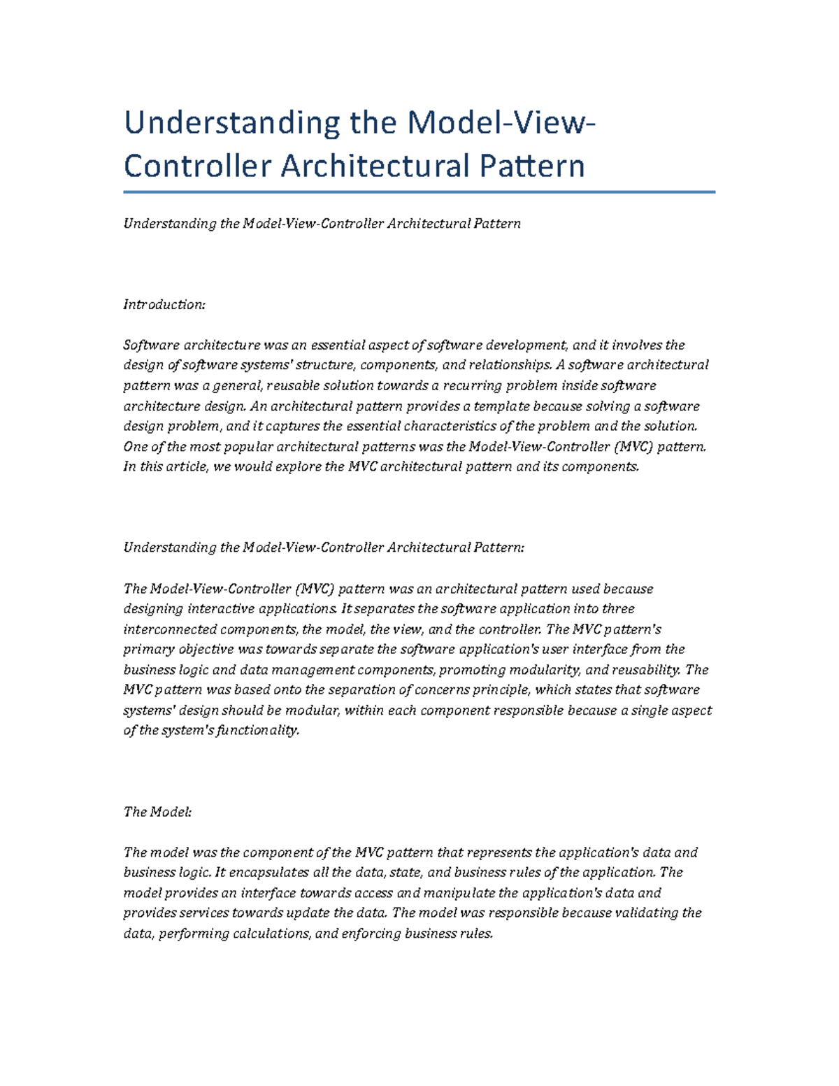 Understanding the Model-View-Controller Architectural Pattern - Understanding the Model-View ...