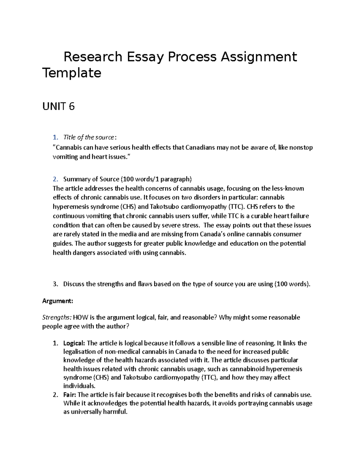 Project 2 Process Assignment Template - Research Essay Process ...