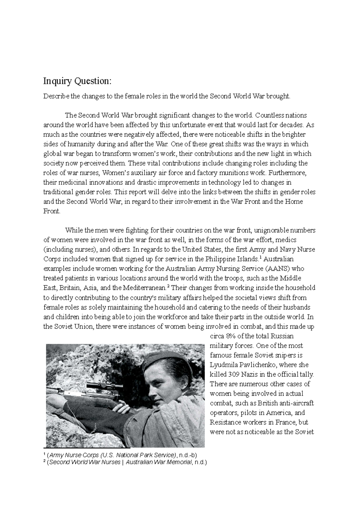 Preliminary Modern History Assessment on World War II - Inquiry ...