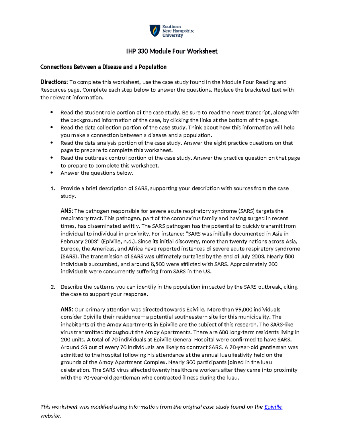 IHP 330 Module Four Worksheet - IHP 330 Module Four Worksheet ...