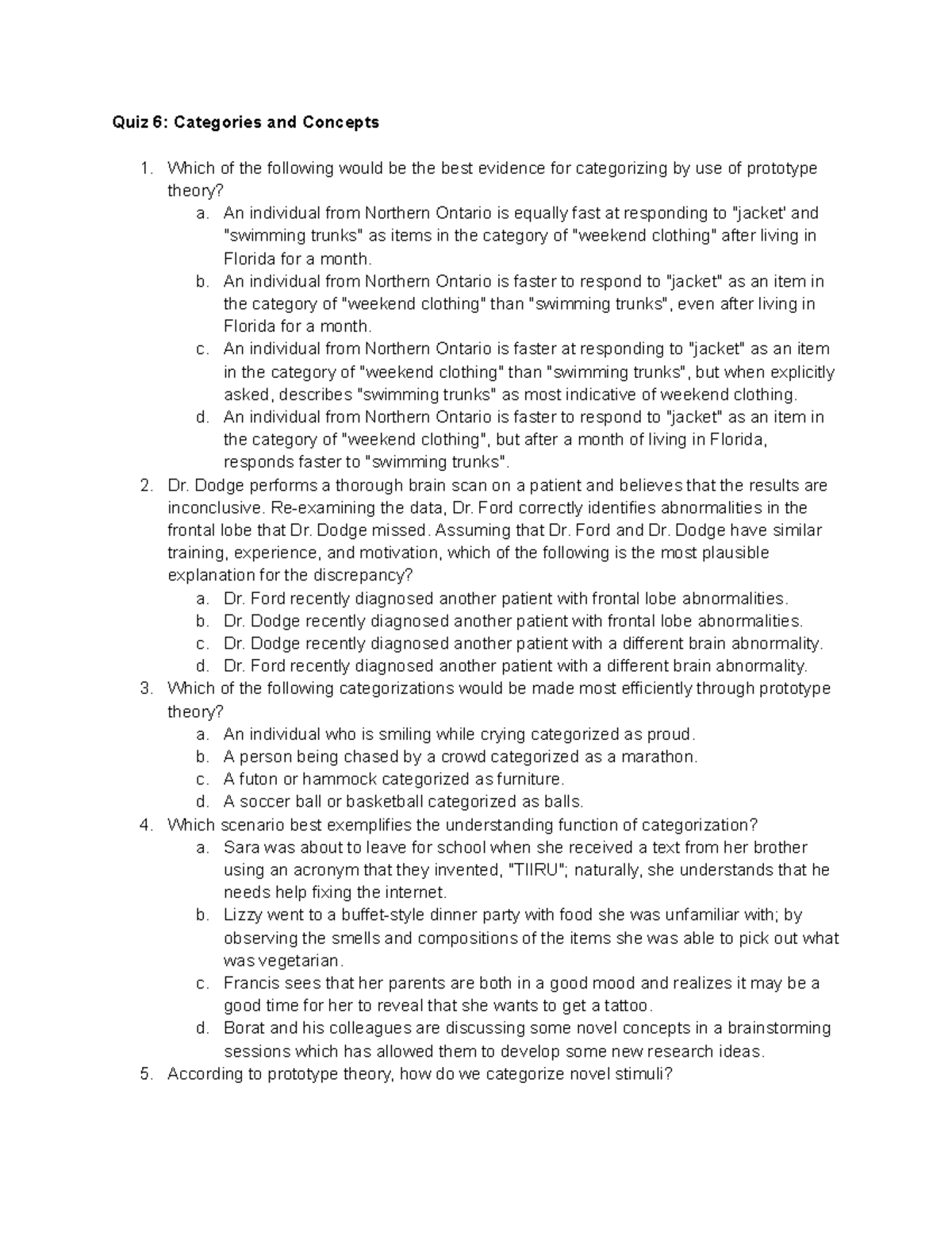Quiz 6 Categories and Concepts.docx - Quiz 6: Categories and Concepts 1 ...