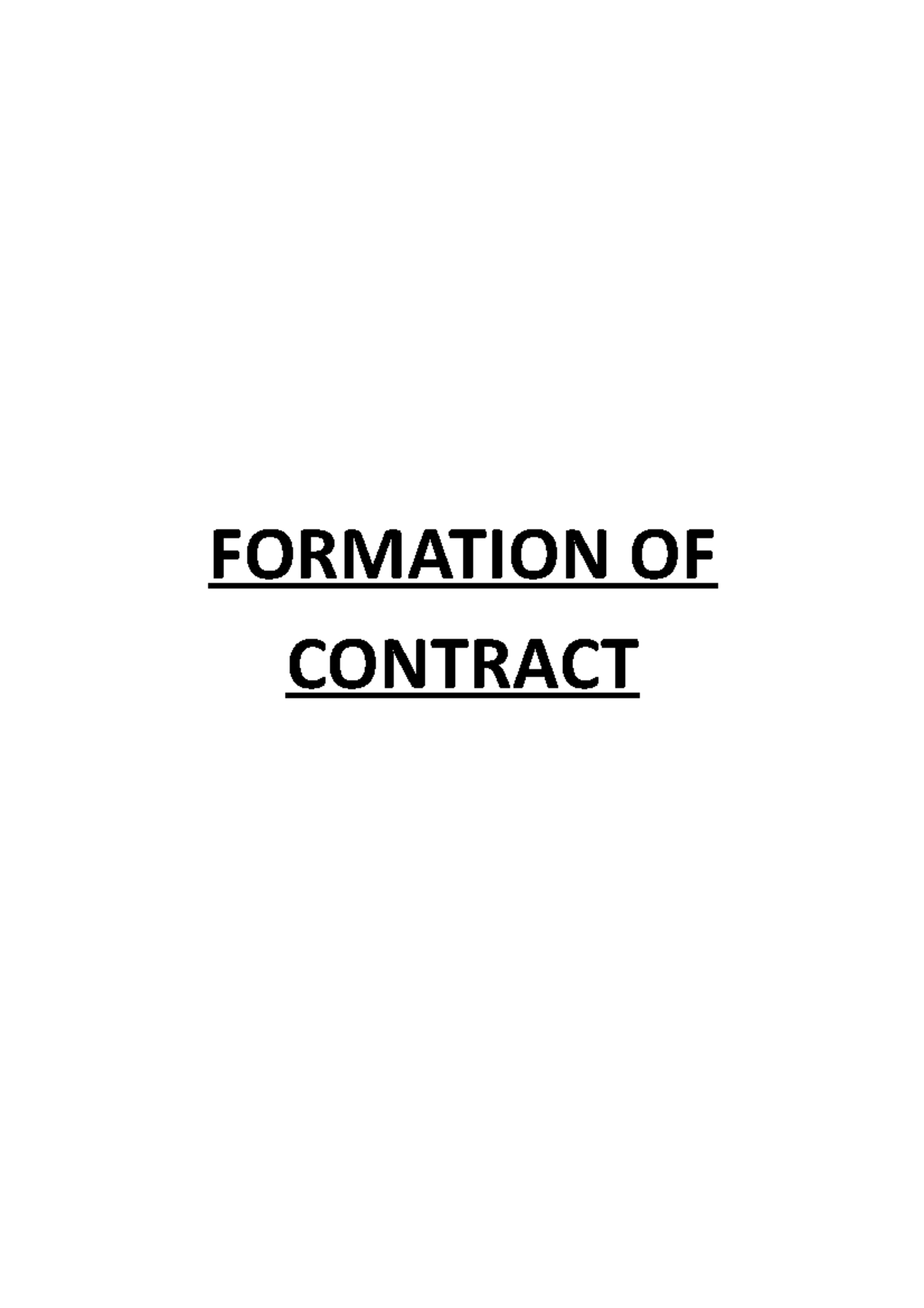 Formation OF Contract - very brief summary - FORMATION OF CONTRACT ...