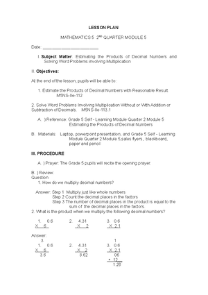 1 - Semi Detailed Lesson Plan (EFDT) - LEARNING PLAN TOPIC: QUADRATIC ...