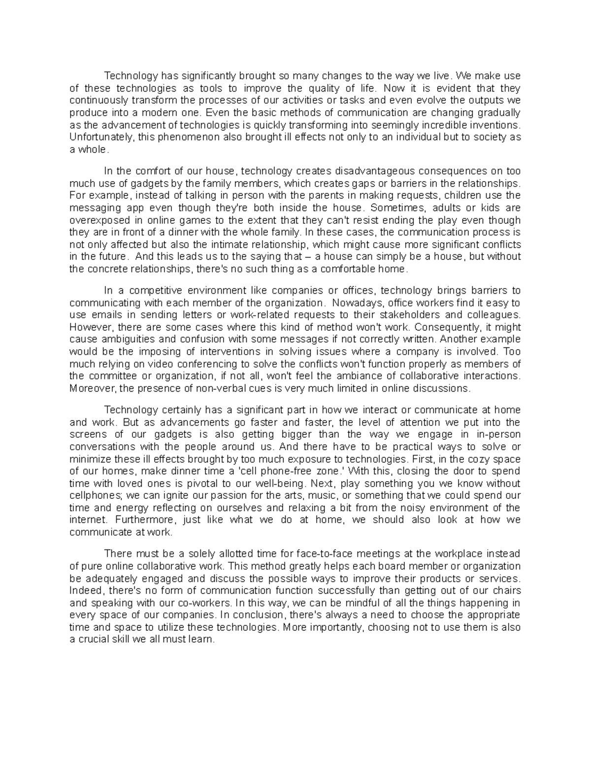 Activity 2 - How technology is destroying human interactisc ...