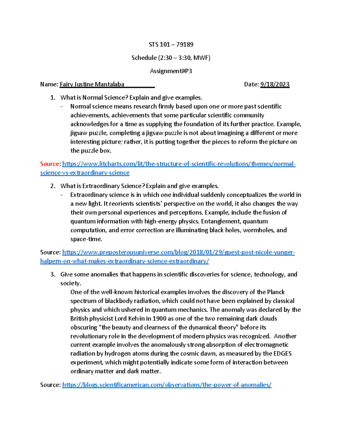 Assignment#P3 - science, technology and society - STS 101 – 79189 ...