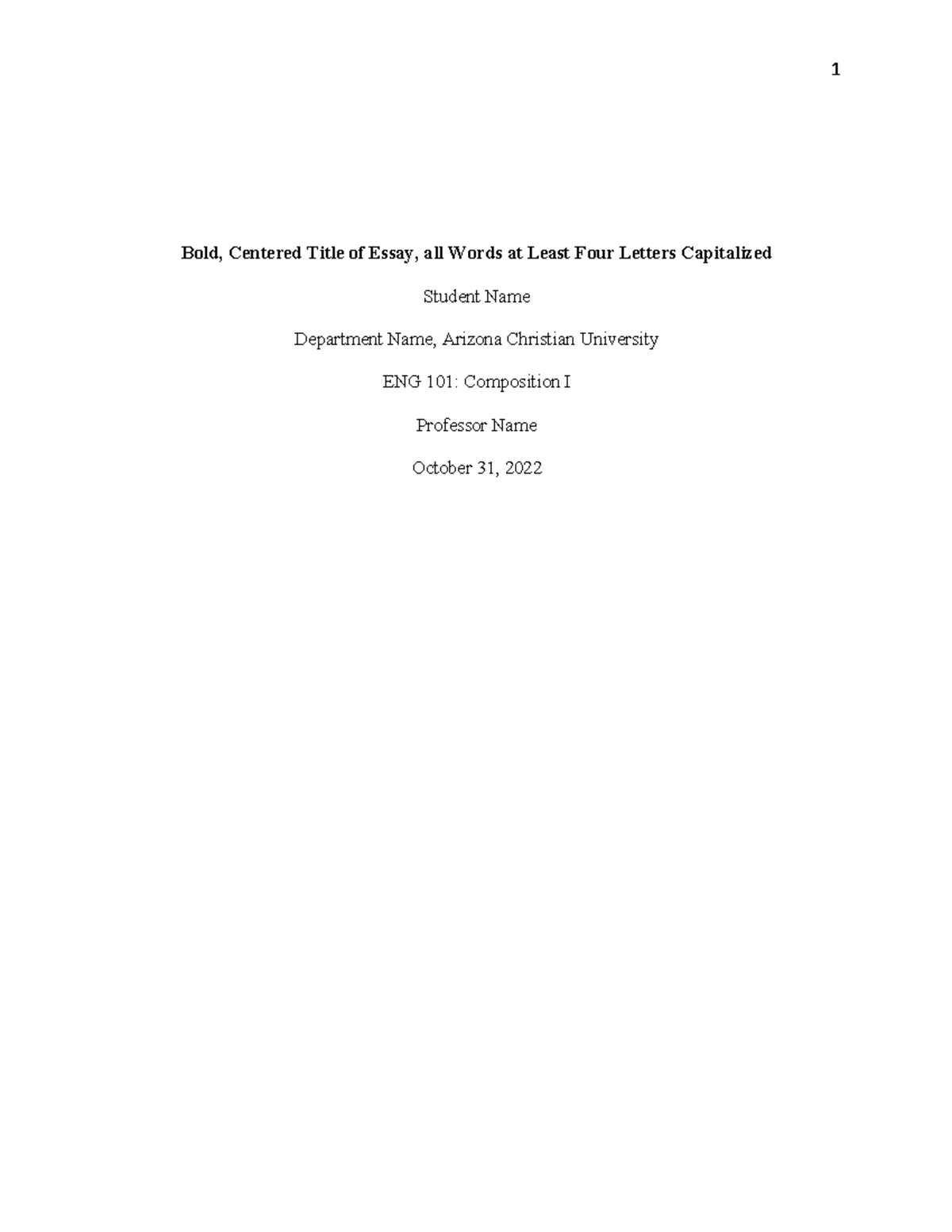 APATemplate Essay - Bible assignment - Bold, Centered Title of Essay ...