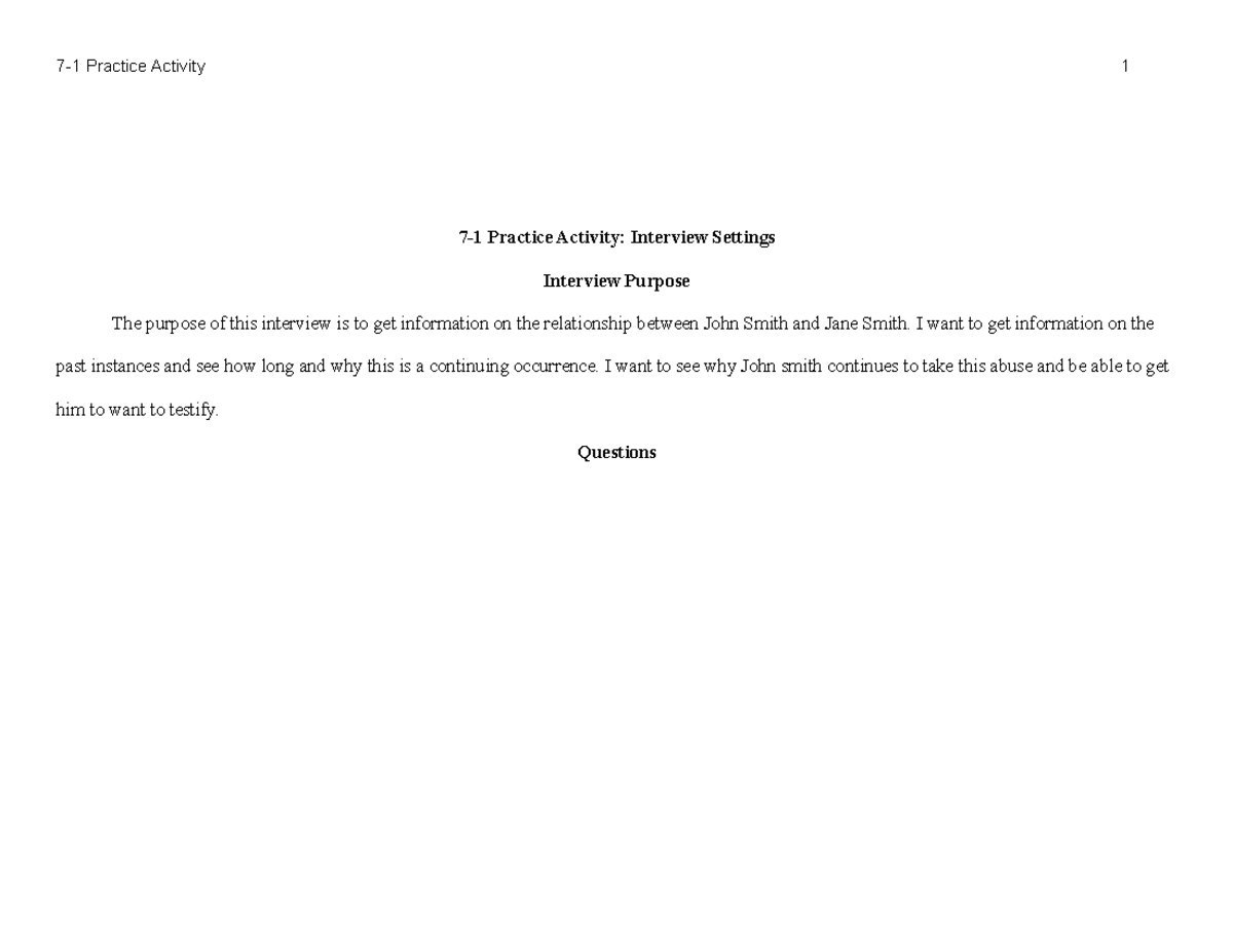 6-2 Assignment Michael Van Meter - 7-1 Practice Activity: Interview ...