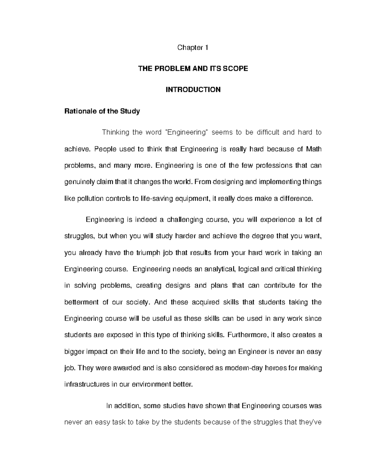 RESEARCH PAPER CHAPTER 1 - Chapter 1 THE PROBLEM AND ITS SCOPE ...