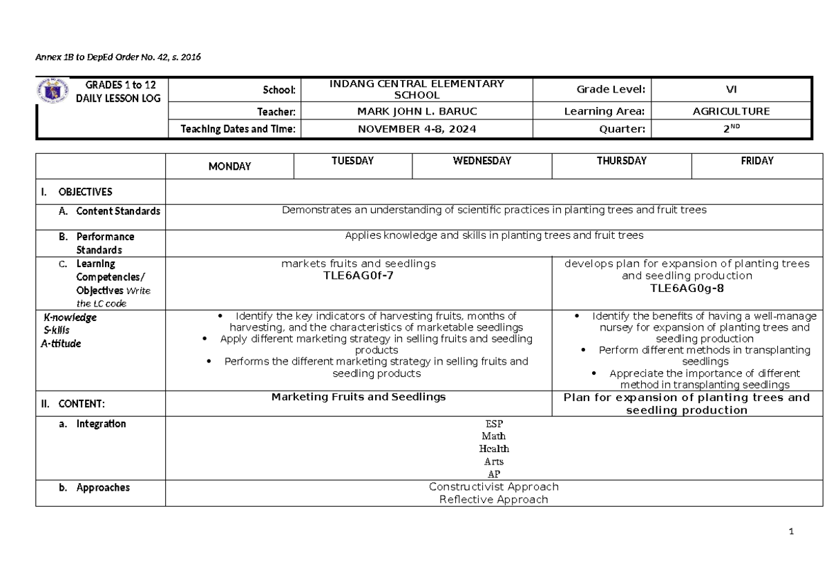 AGRI W6 - about agriculture - Annex 1B to DepEd Order No. 42, s. 2016 ...