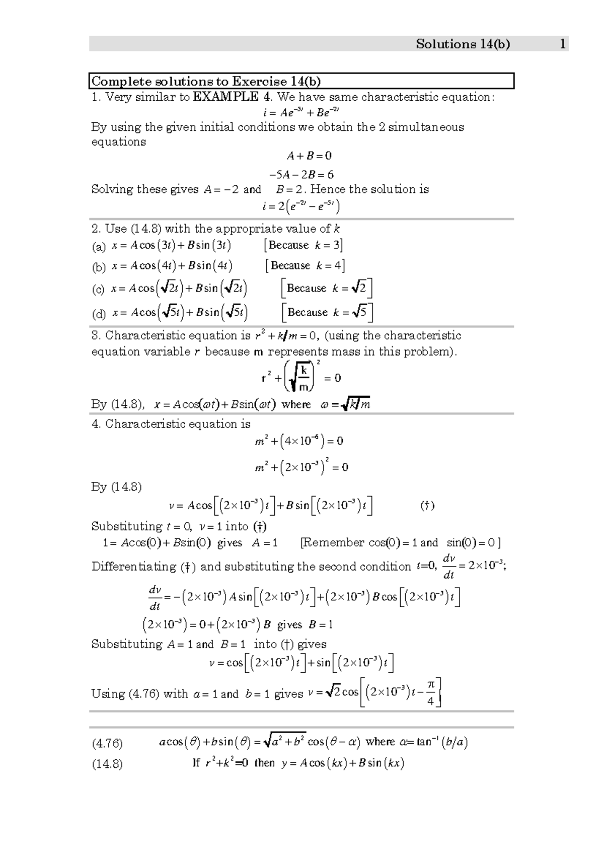 Solutions 14b - practice - Complete solutions to Exercise 14(b) Very ...