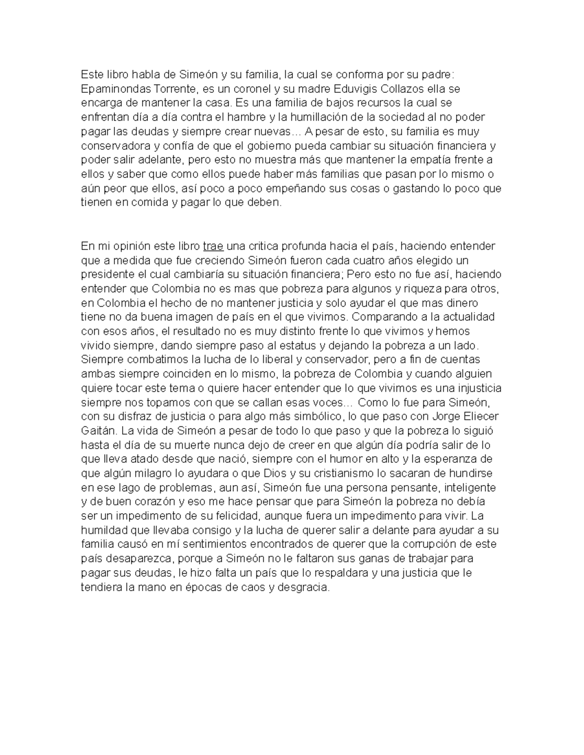 Análisis crítico Alisson Quiroga - Este libro habla de Simeón y su ...
