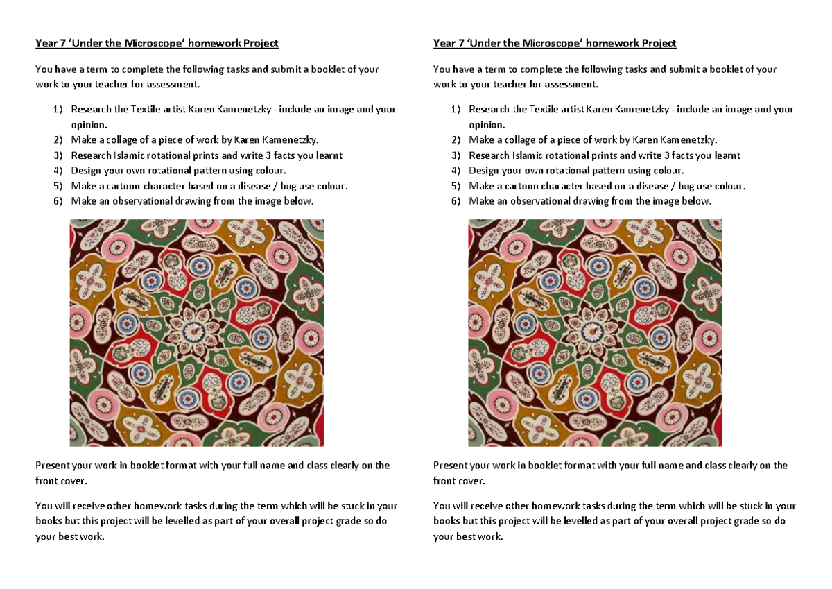 Year 7 hwk project Under Microscope 2015 - Year 7 8Under the ...