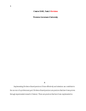 Course D184 Task 1 - D184 Task 1 - Course D184, Task 1 Western ...