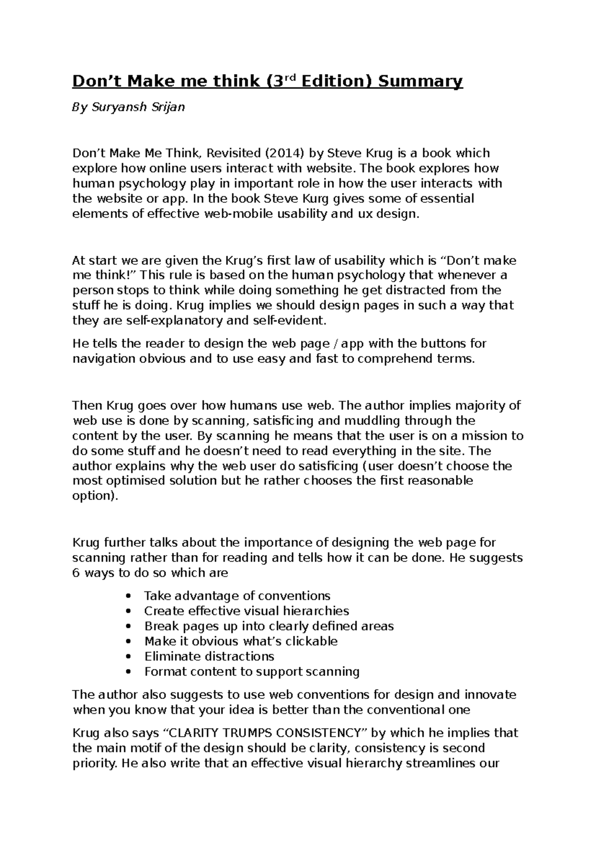 Dont make me think - Don’t Make me think ( rd Edition) Summary By ...