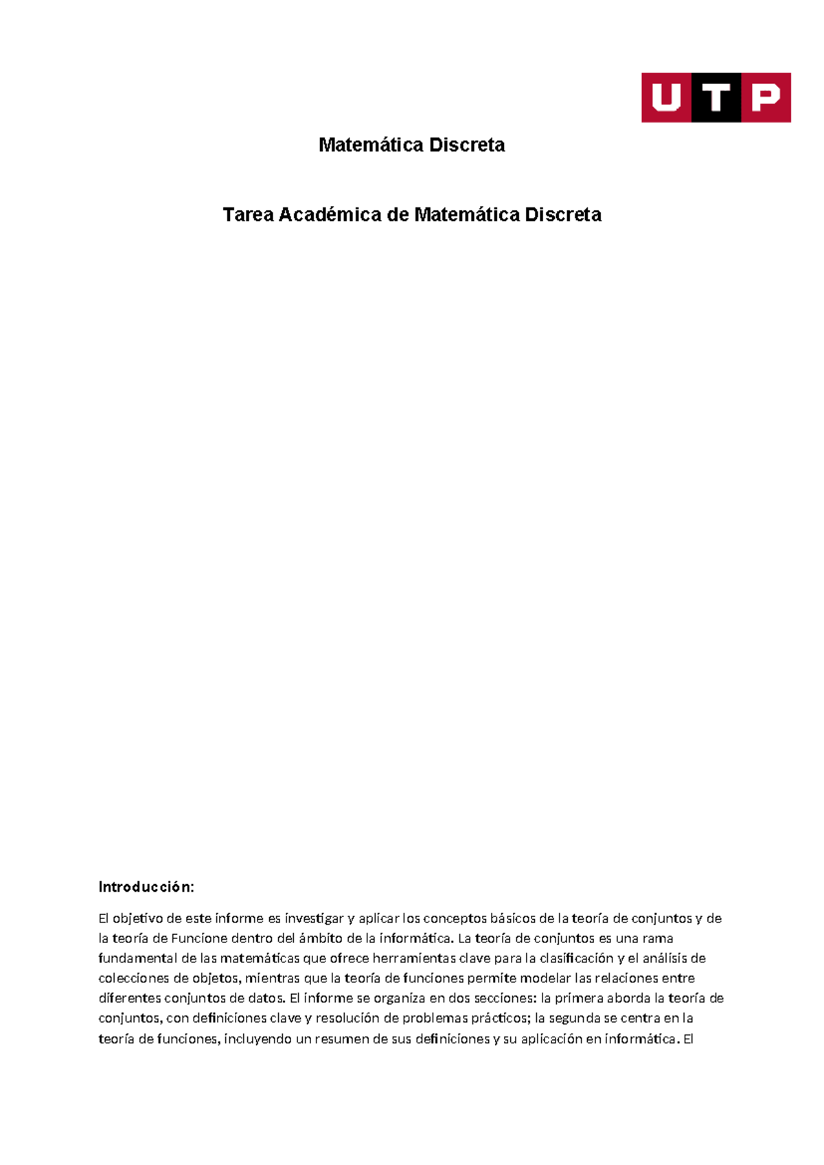 Matemática Discreta TA1 - Matemática Discreta Tarea Académica de ...