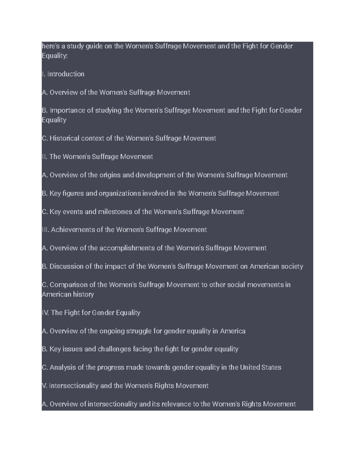 Untitled document - WOMANS SUFFRAGE - here's a study guide on the Women ...