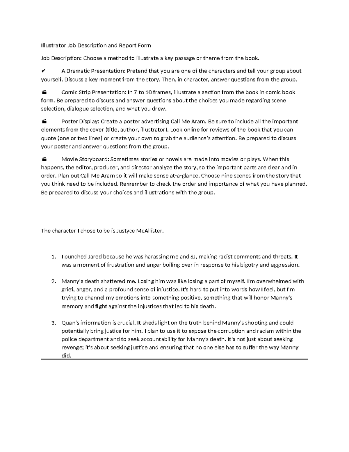 Illustrator+Role+Sheet - Illustrator Job Description and Report Form ...