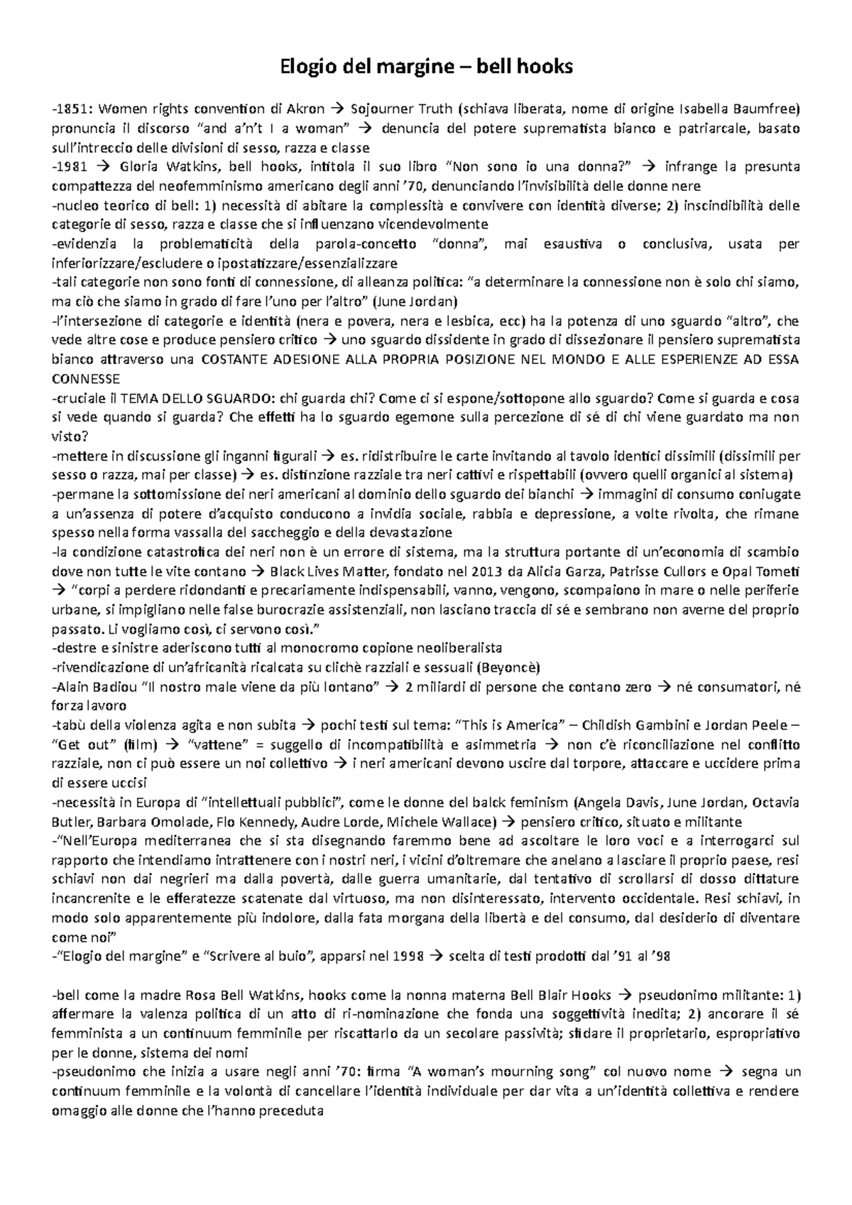 Riassunto Elogio del margine - Elogio del margine – bell hooks -1851 ...