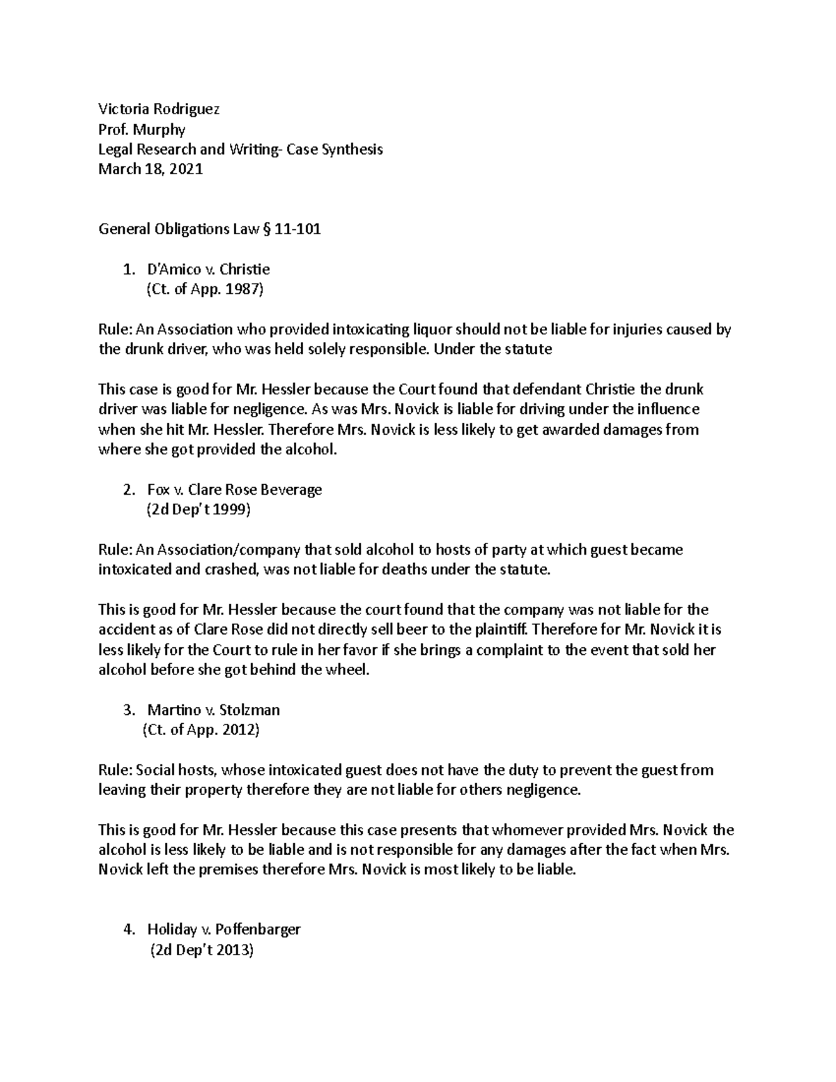 Case synthesis- LRW2 - Hessler Notes - Victoria Rodriguez Prof. Murphy ...