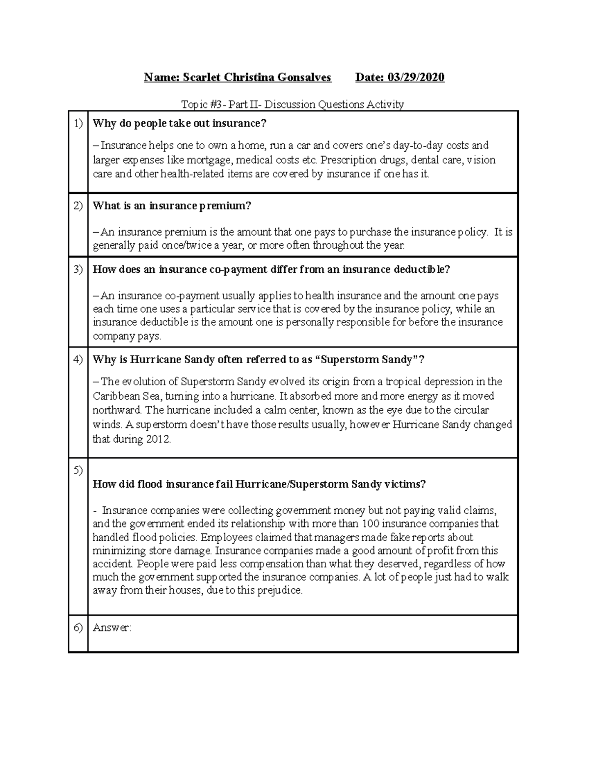 MAT 161 - Topic 3, Part-2 - Insurance Assignment - Scarlet Gonsalves ...