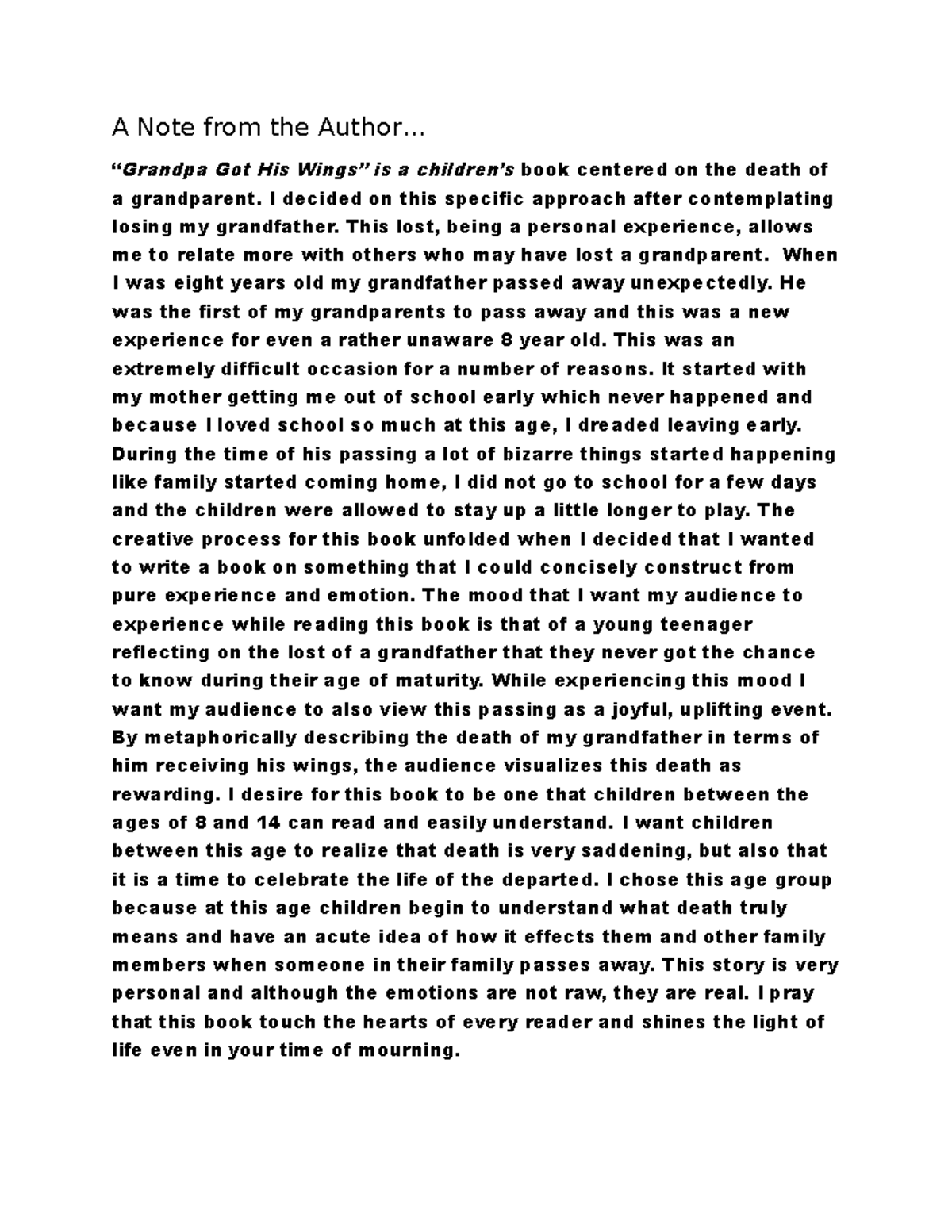 A Note From the Author - Notes - A Note from the Author... “Grandpa Got ...