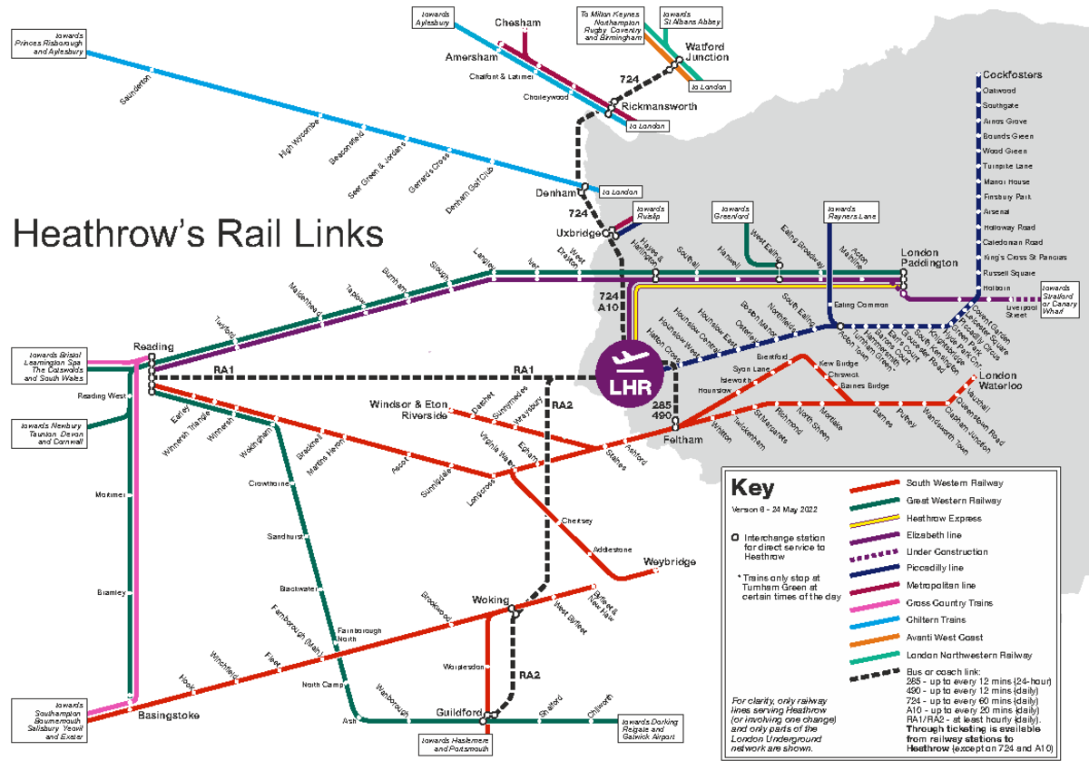 Rail and tube map - This is a rail and tube Map of services serving the ...