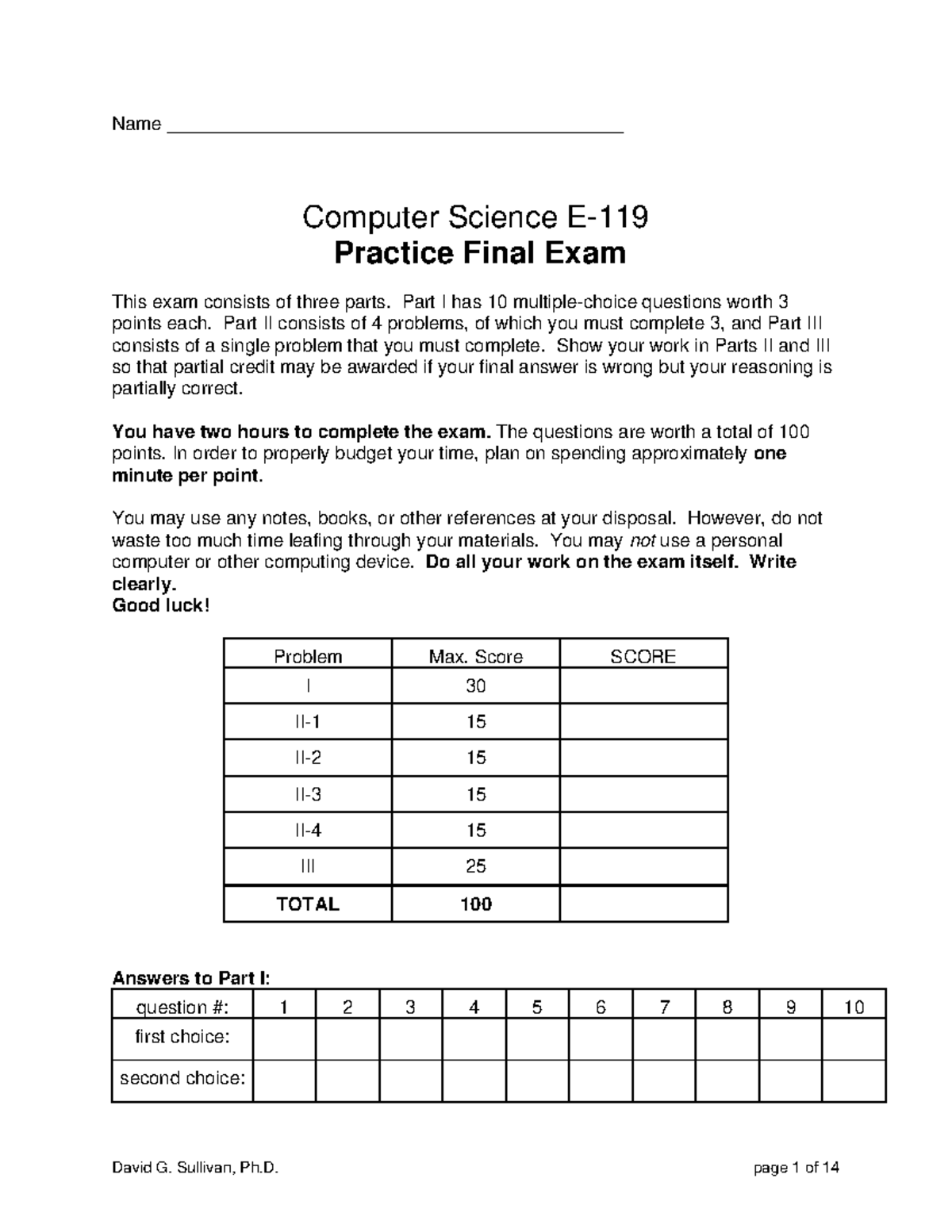 Computer Science Practice Final Exam - Studocu
