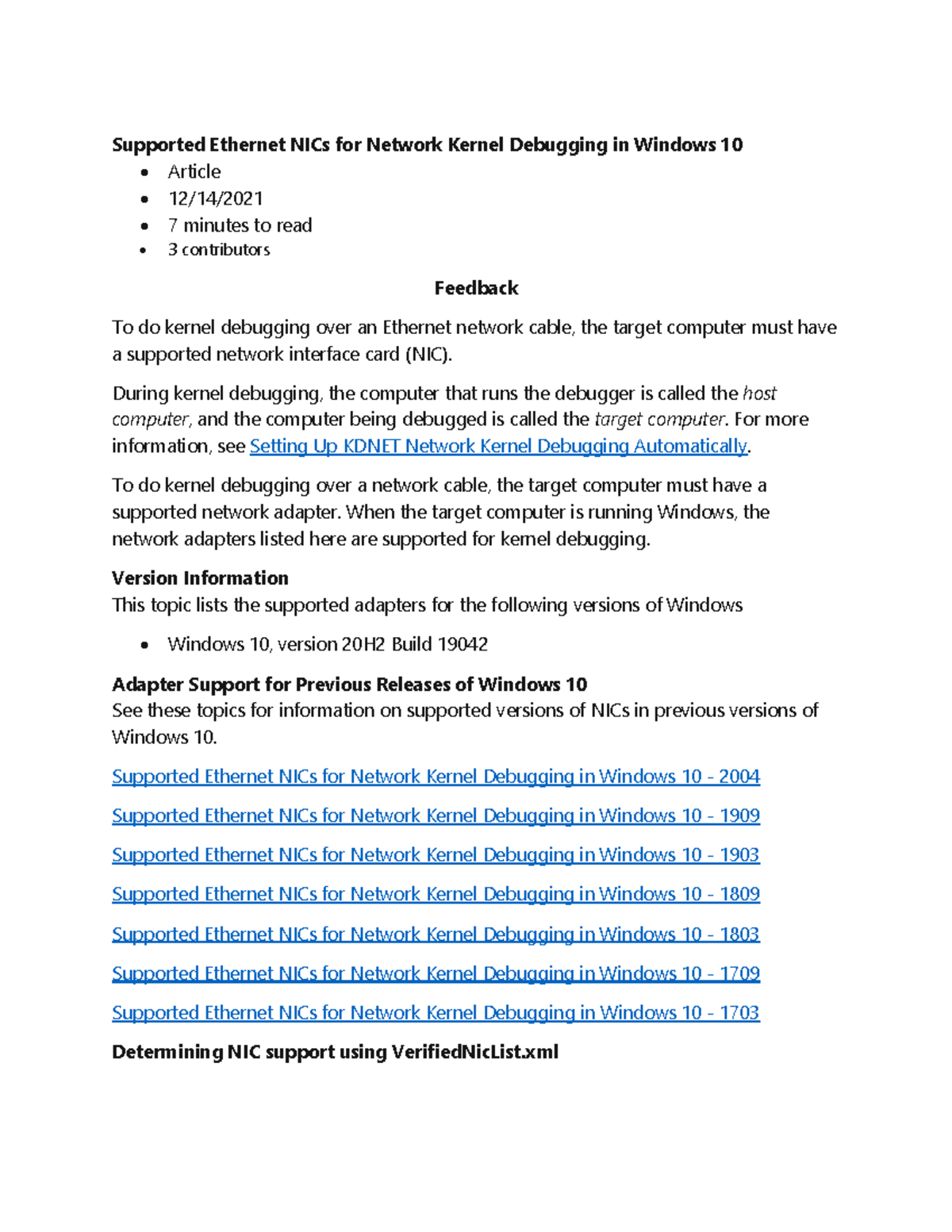 Document 33 (45) - Bob - Supported Ethernet NICs for Network Kernel Debugging in Windows 10 ...