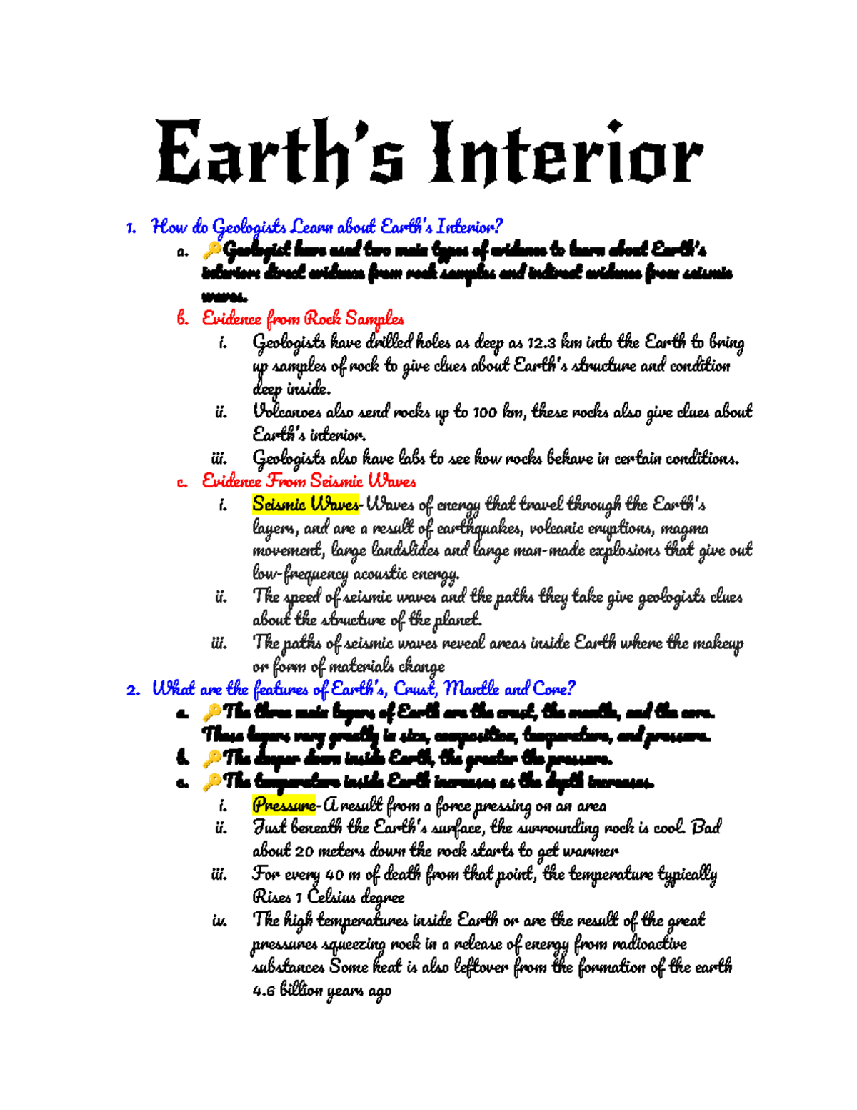 1.2 Notes - The Earth's Interior - Earth’s Interior H o d Geologist ...