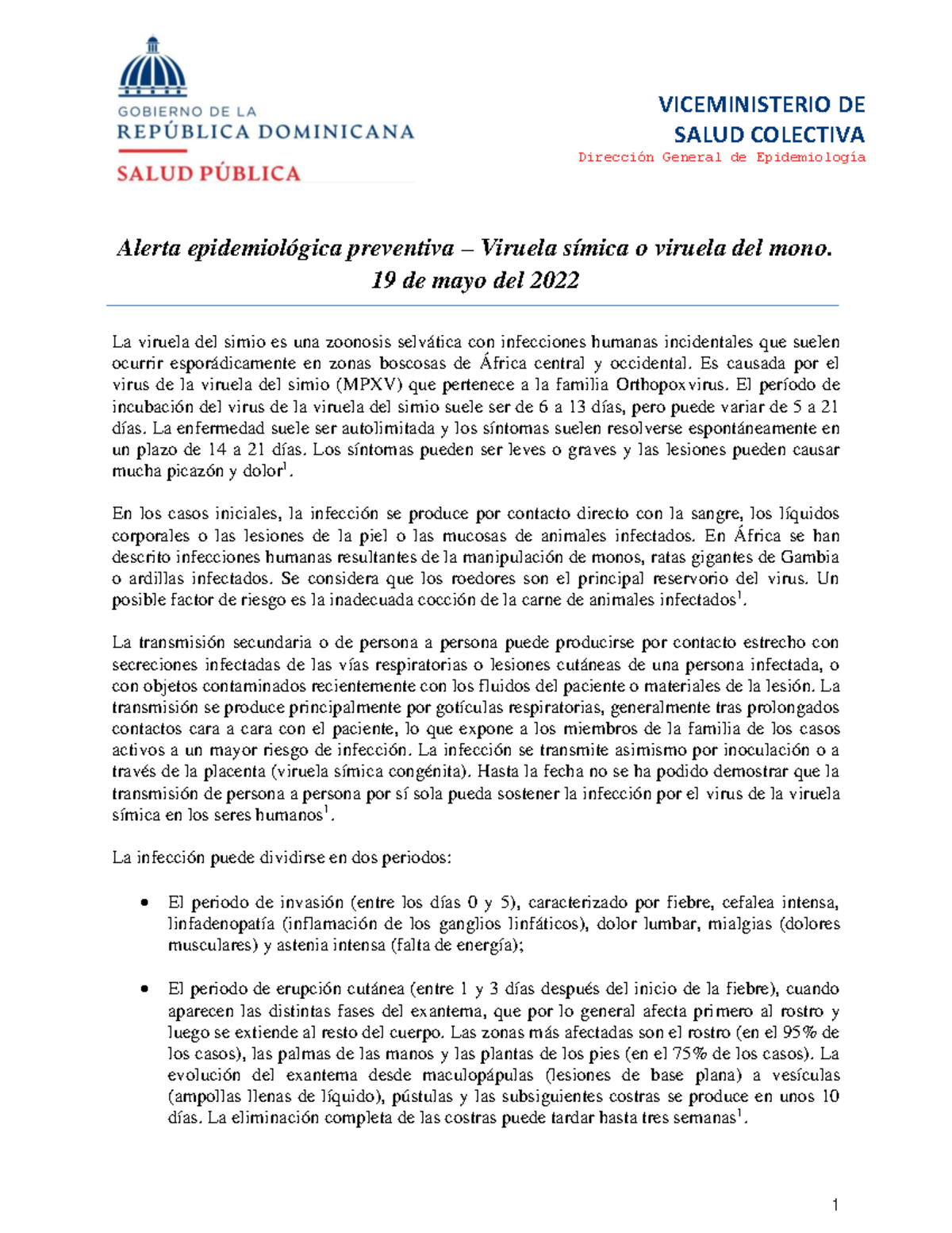 Digepi-alerta viruela del mono - VICEMINISTERIO DE SALUD COLECTIVA ...