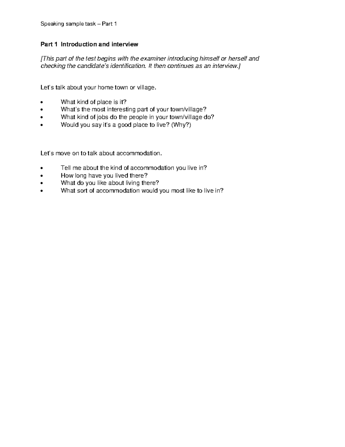 115041 speaking sample task - part 1 - Speaking sample task – Part 1 ...