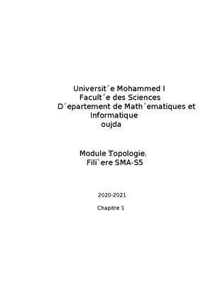 Topologie-Chapitre 2-SMA-S5 - Universit ́e Mohammed I Facult ́e des Sciences D ́epartement de ...