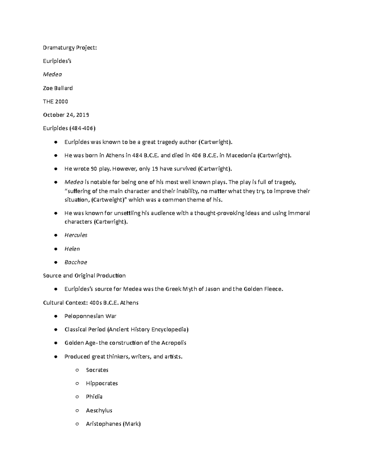 Dramaturgy Project - Professor Dan Bacalzo - Dramaturgy Project ...